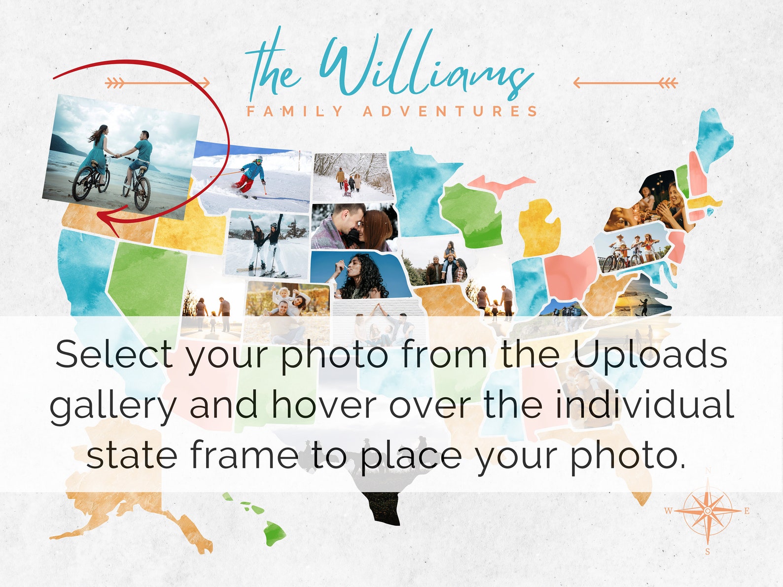 United States Map Travel Photos Poster, 50 States, US Adventure Picture ...
