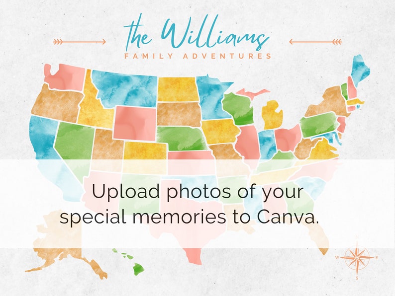 United States Map Travel Photos Poster, 50 States, US Adventure Picture ...