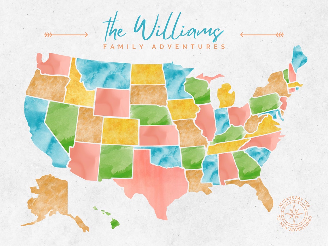 United States Map Travel Photos Poster, 50 States, US Adventure Picture ...