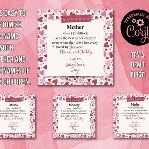 Mother Valentine's Day Card, Mom Valentine Card, Mom, Mommy, Mama, Mum ...