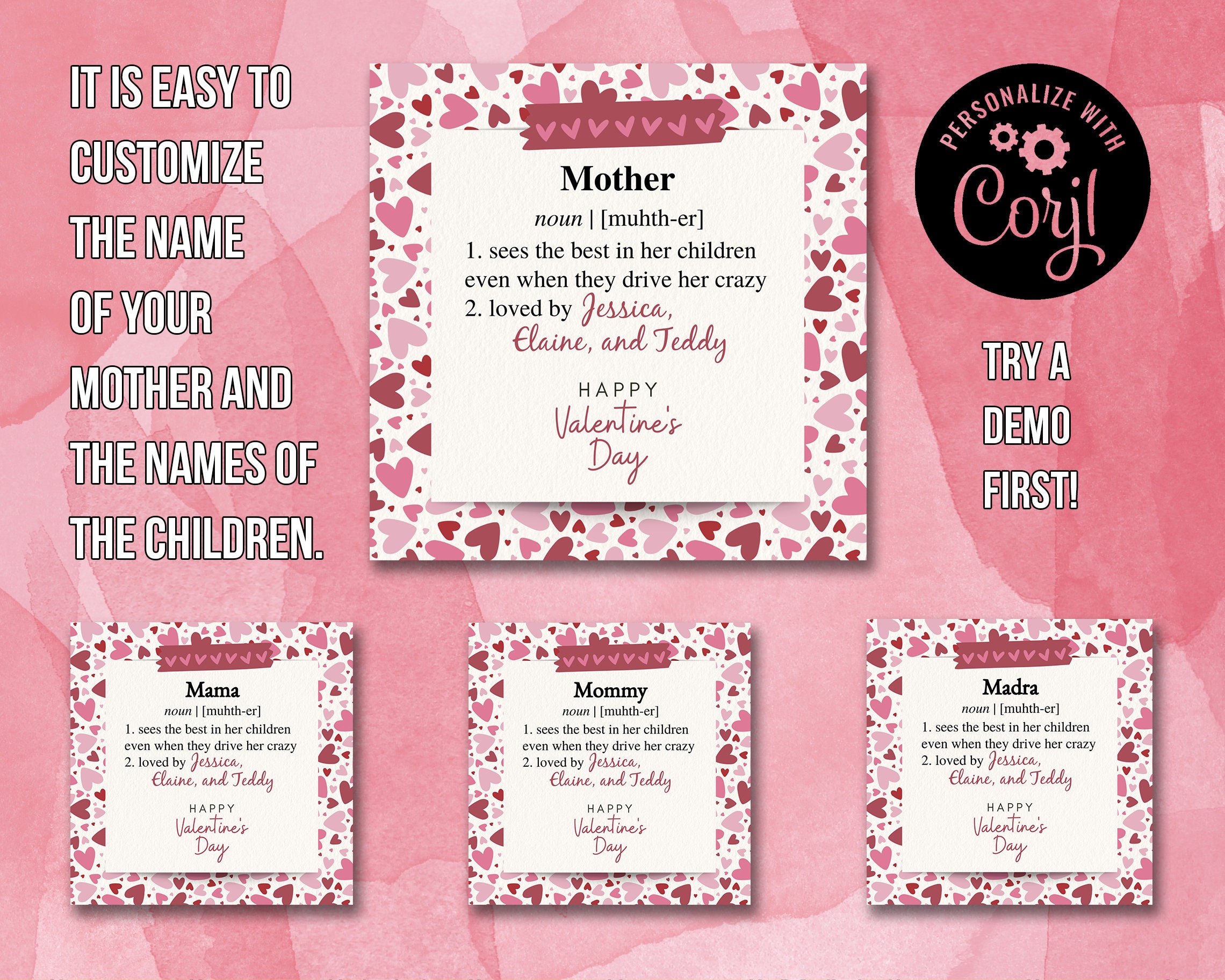 Mother Valentine's Day Card, Mom Valentine Card, Mom, Mommy, Mama, Mum ...