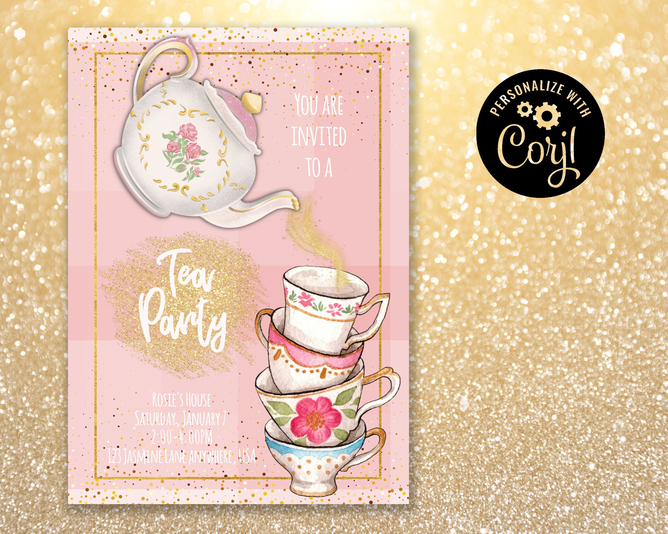 Tea Party Invitation, Tea for Two, Time for Tea, Tea Party Invite ...
