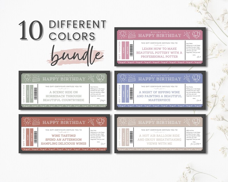 Editable Birthday Voucher Bundle, Birthday Voucher Template Bundle ...