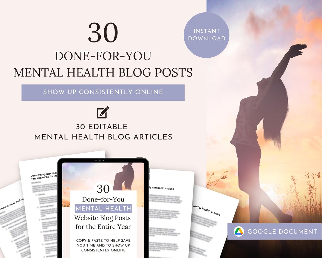 30 Pre-written Mental Health Blog Posts, Mental Health Help, Done-for ...