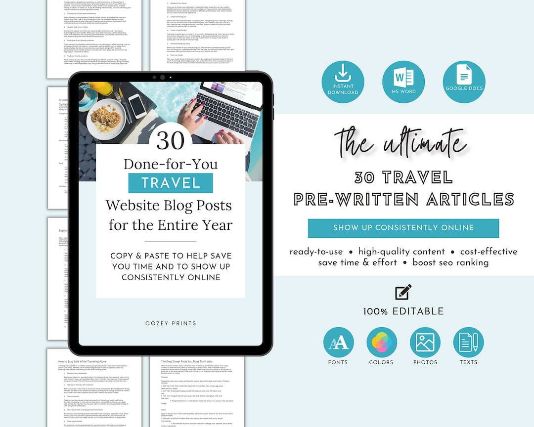 30 Done-for-you Travel Blog Posts, Pre-written Travel Blogs for ...