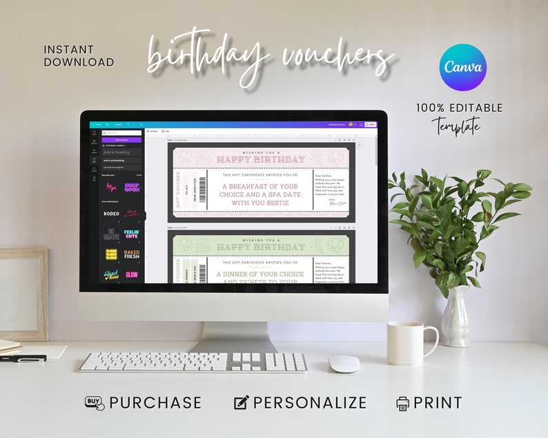 Editable Birthday Vouchers in 10 Colors, Last Minute Birthday Gift ...