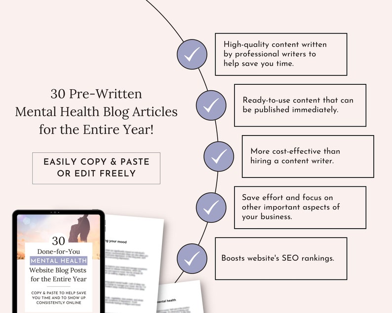 30 Done-for-you Mental Health Blog Posts for Content Creators, Mental ...