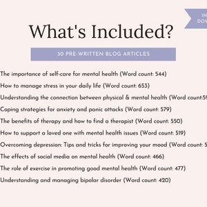 30 Done-for-you Mental Health Blog Posts for Content Creators, Mental ...