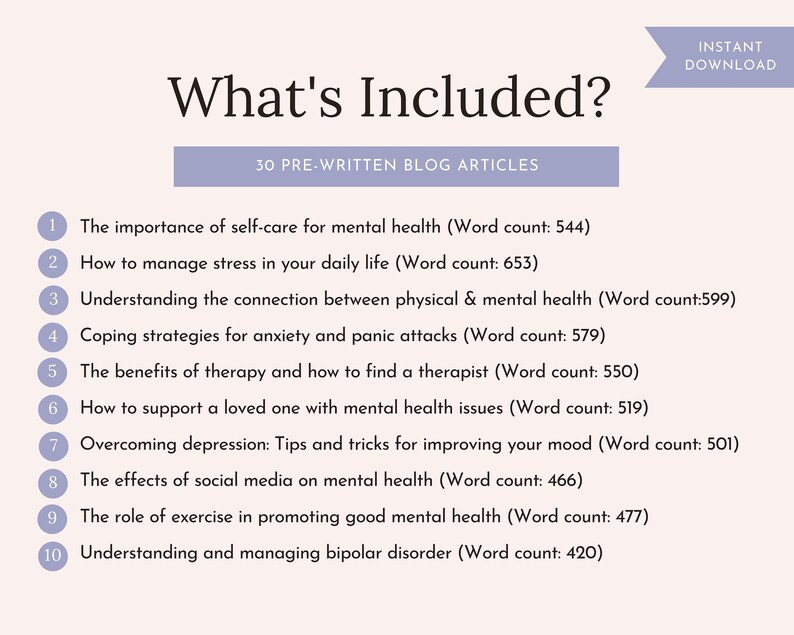 30 Done-for-you Mental Health Blog Posts for Content Creators, Mental ...
