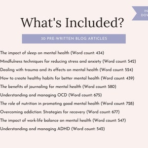 30 Done-for-you Mental Health Blog Posts for Content Creators, Mental ...