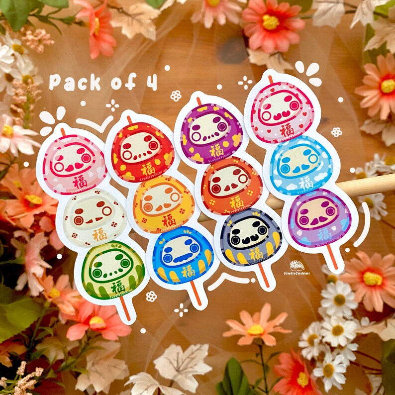 Cute Kawaii Daruma Doll Dango Stickers Dango Stickers - Etsy