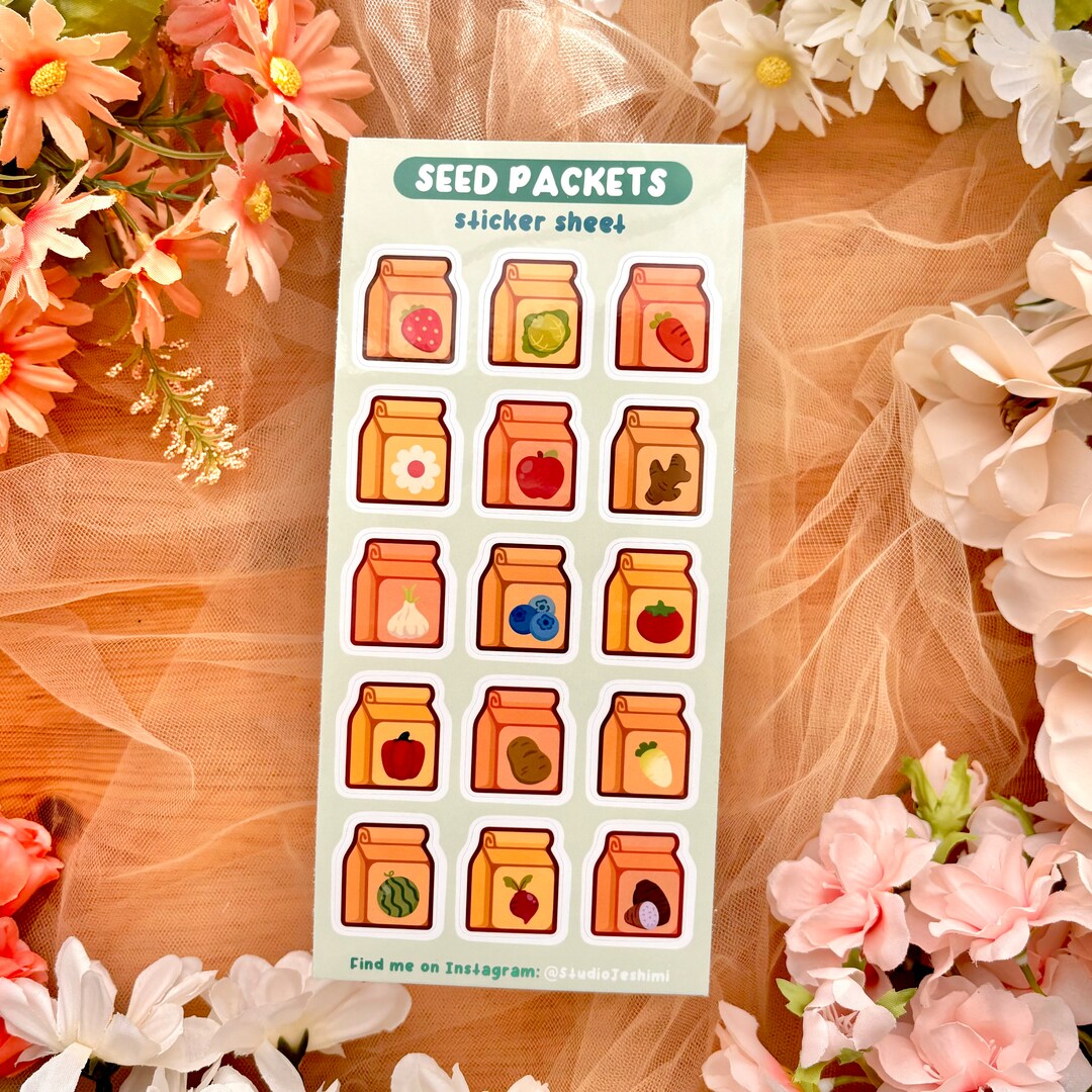 Seed Packets Sticker Sheets - Farm Game Sticker Sheets - Cute Plant ...