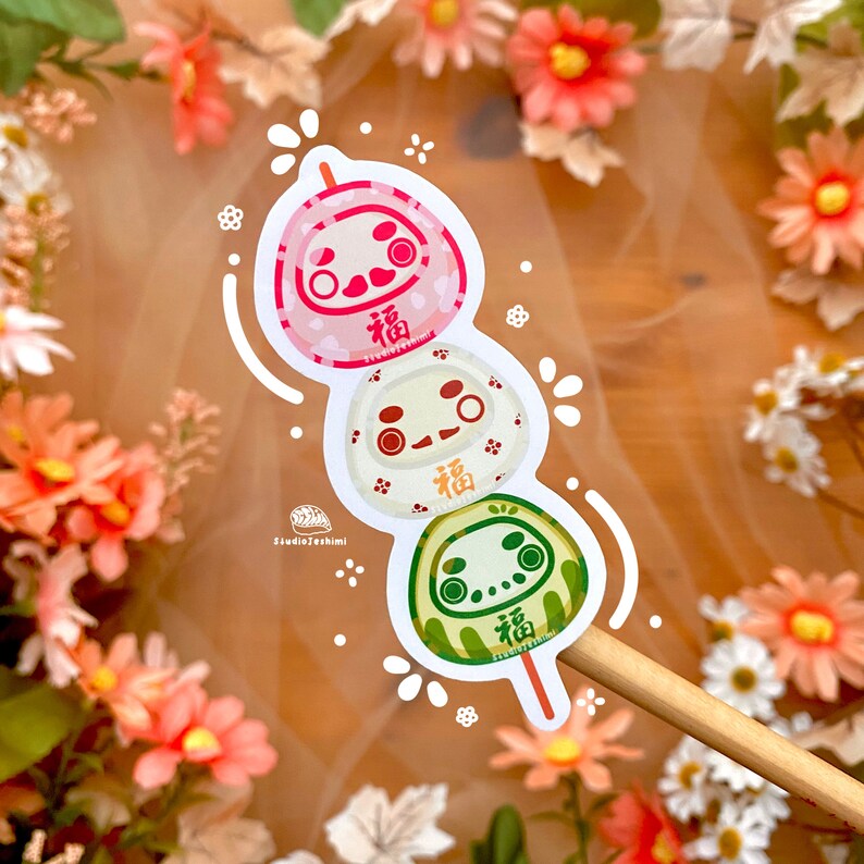 Cute Kawaii Daruma Doll Dango Stickers Dango Stickers - Etsy