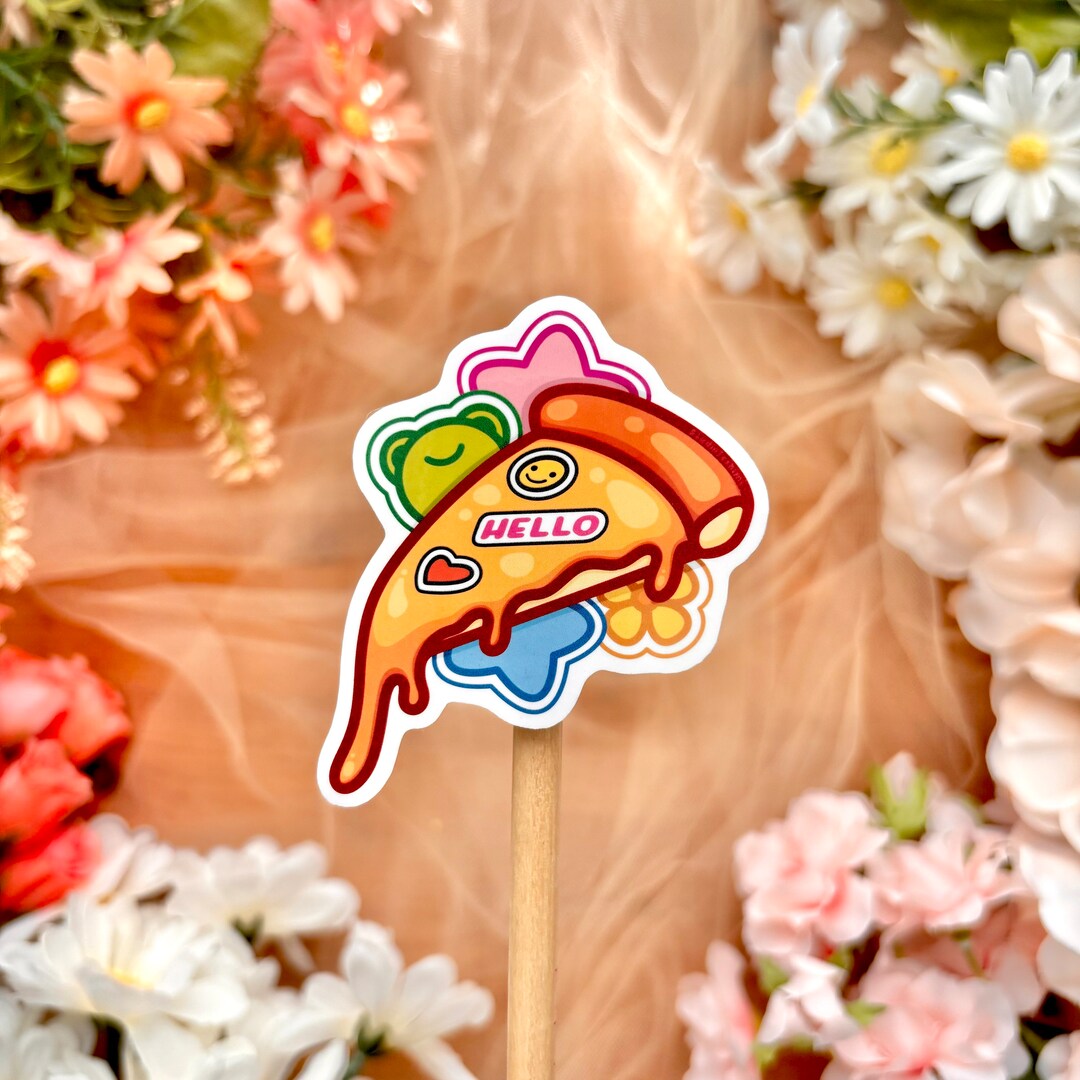 Cute Pizza Sticker - Stickers on a Pizza Sticker - Cute Sticker - Pizza ...