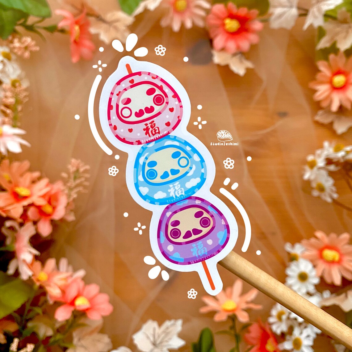 Cute Kawaii Daruma Doll Dango Stickers Dango Stickers - Etsy