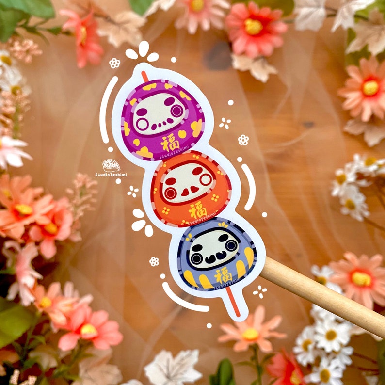Cute Kawaii Daruma Doll Dango Stickers Dango Stickers - Etsy