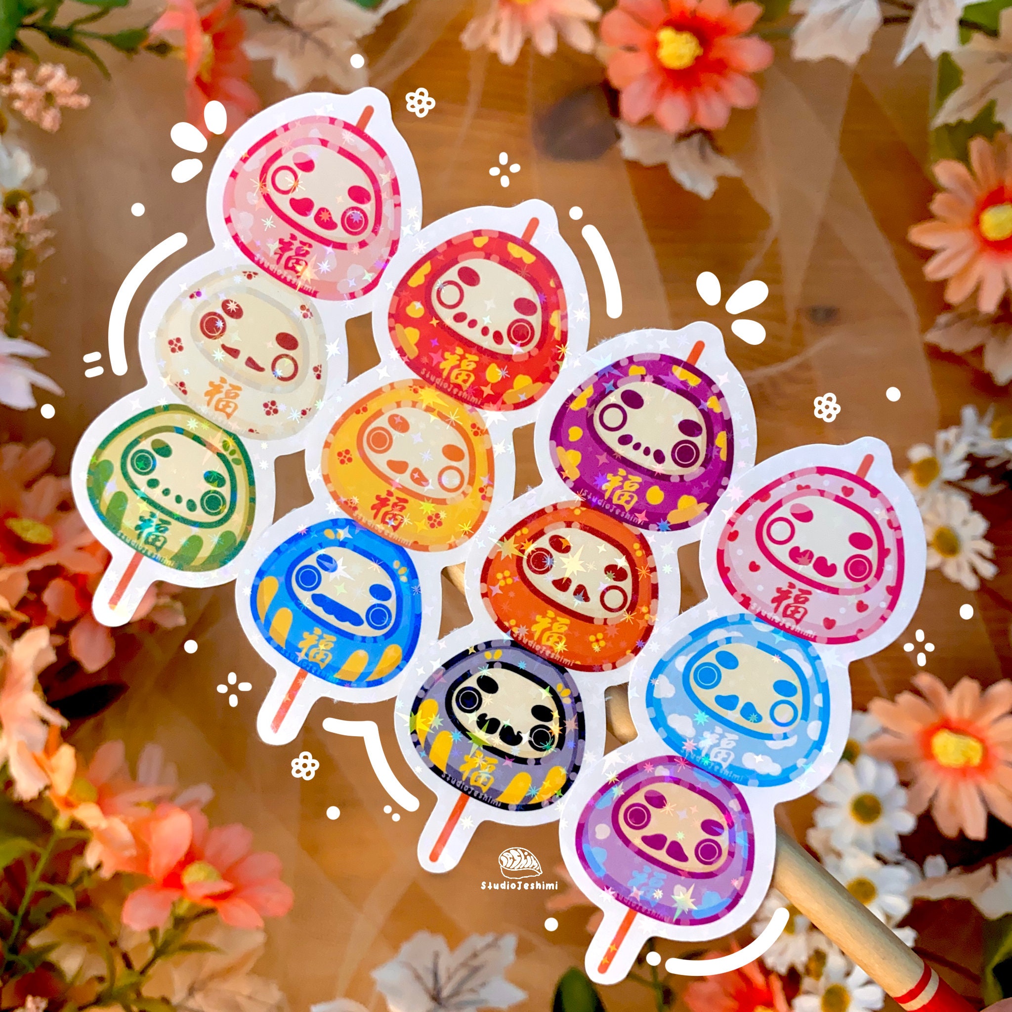 Cute Kawaii Daruma Doll Dango Stickers Dango Stickers - Etsy