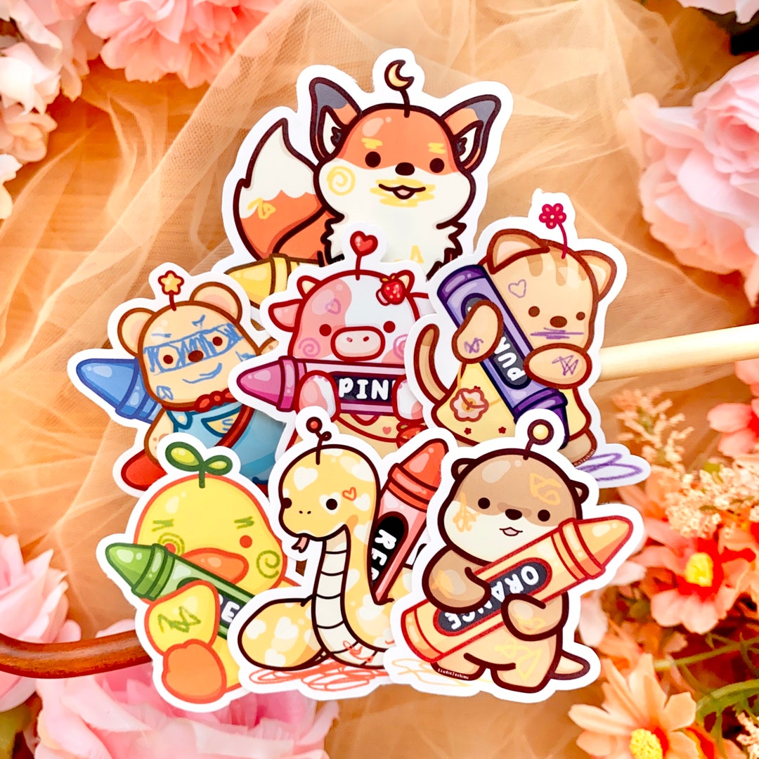 Crayon Buddies Vinyl Stickers - Colorful Crayon Stickers - Glossy Vinyl ...