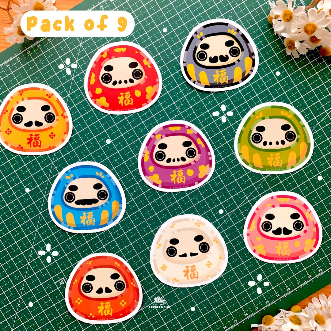 Daruma Doll Stickers Assorted Kawaii Daruma Stickers Daruma Sticker ...
