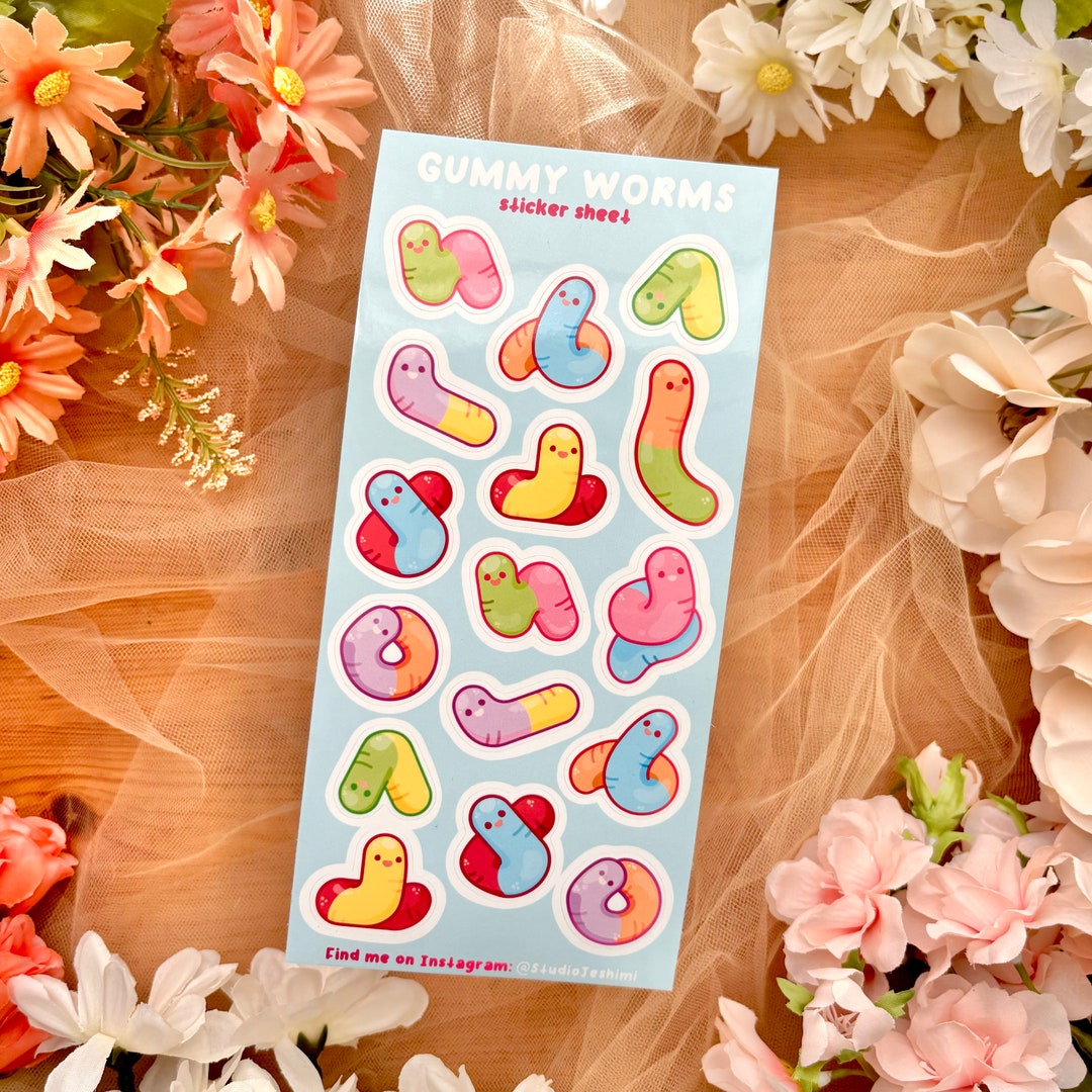 Gummy Worm Sticker Sheet - Cute Gummy Stickers - Etsy