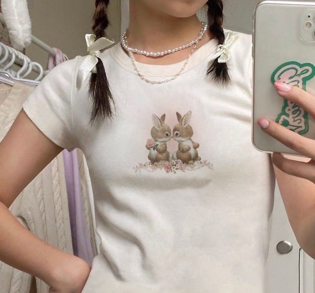 Easter Bunny T Shirt Cute Rabbit T Shirt Coquette Clothing Trendy T For Her Woman T Shirt