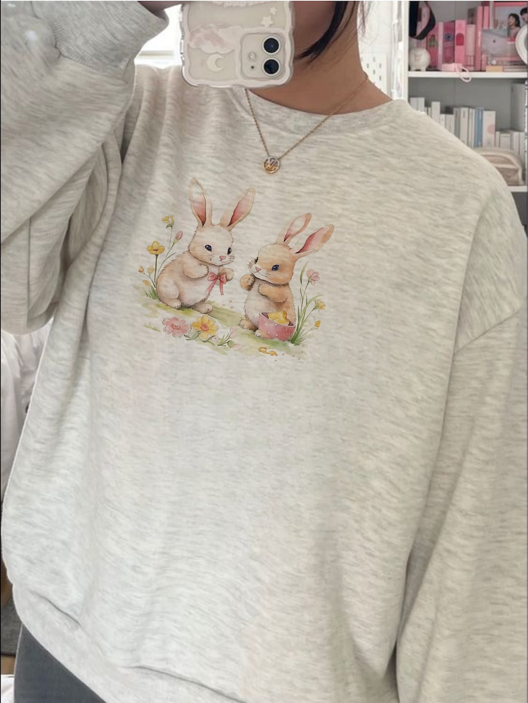 Cute Sweatshirt Gift for Her Cute Bunny Trendy Crewneck Coquette ...