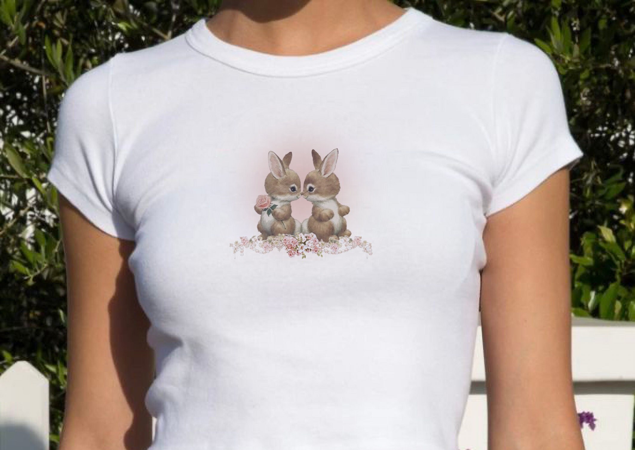 Cute Rabbit T-shirt Coquette Clothing Trendy Gift for Her - Etsy Canada
