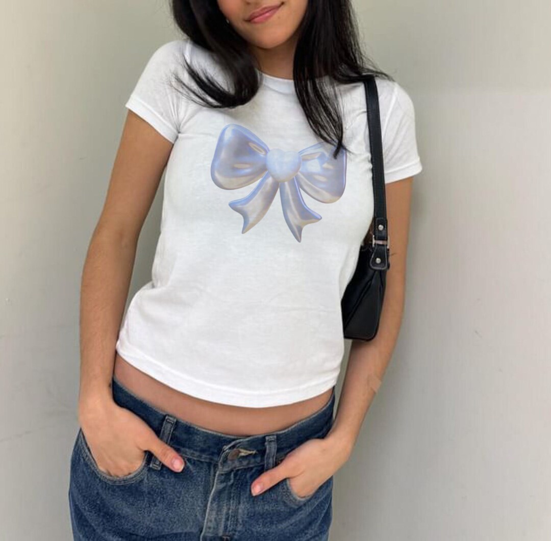 Y2k Bow Baby Tee Cute Graphic Baby Tee Vintage Graphic Aesthetic ...