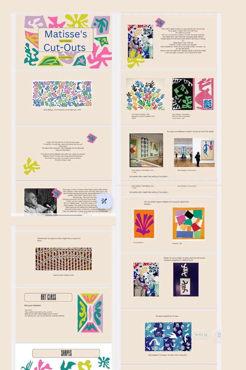 Matisse Cut-out Art Lesson for Kids - Etsy