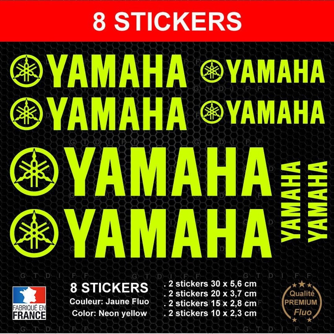 Neon Yellow YAMAHA Stickers 8 Motorcycle Adhesive Stickers Scooter ...
