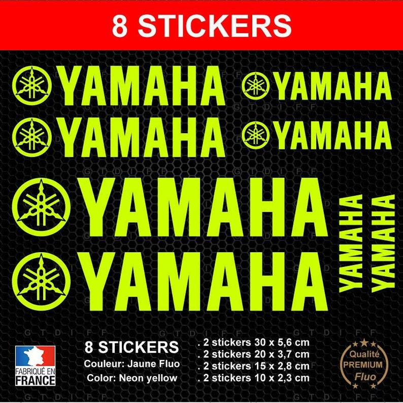 Neon Yellow YAMAHA Stickers 8 Motorcycle Adhesive Stickers Scooter ...