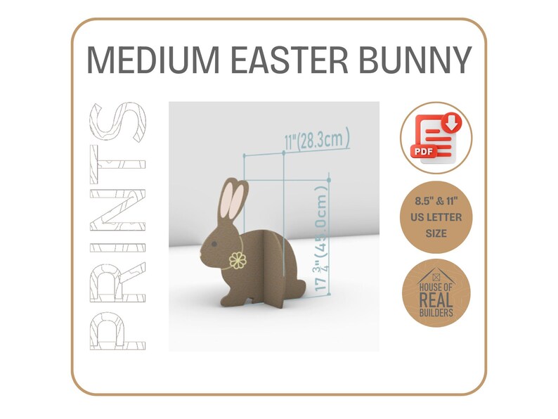 3D Easter Bunny DIY Prints, Easter Decoration, Printable Template, Hand ...