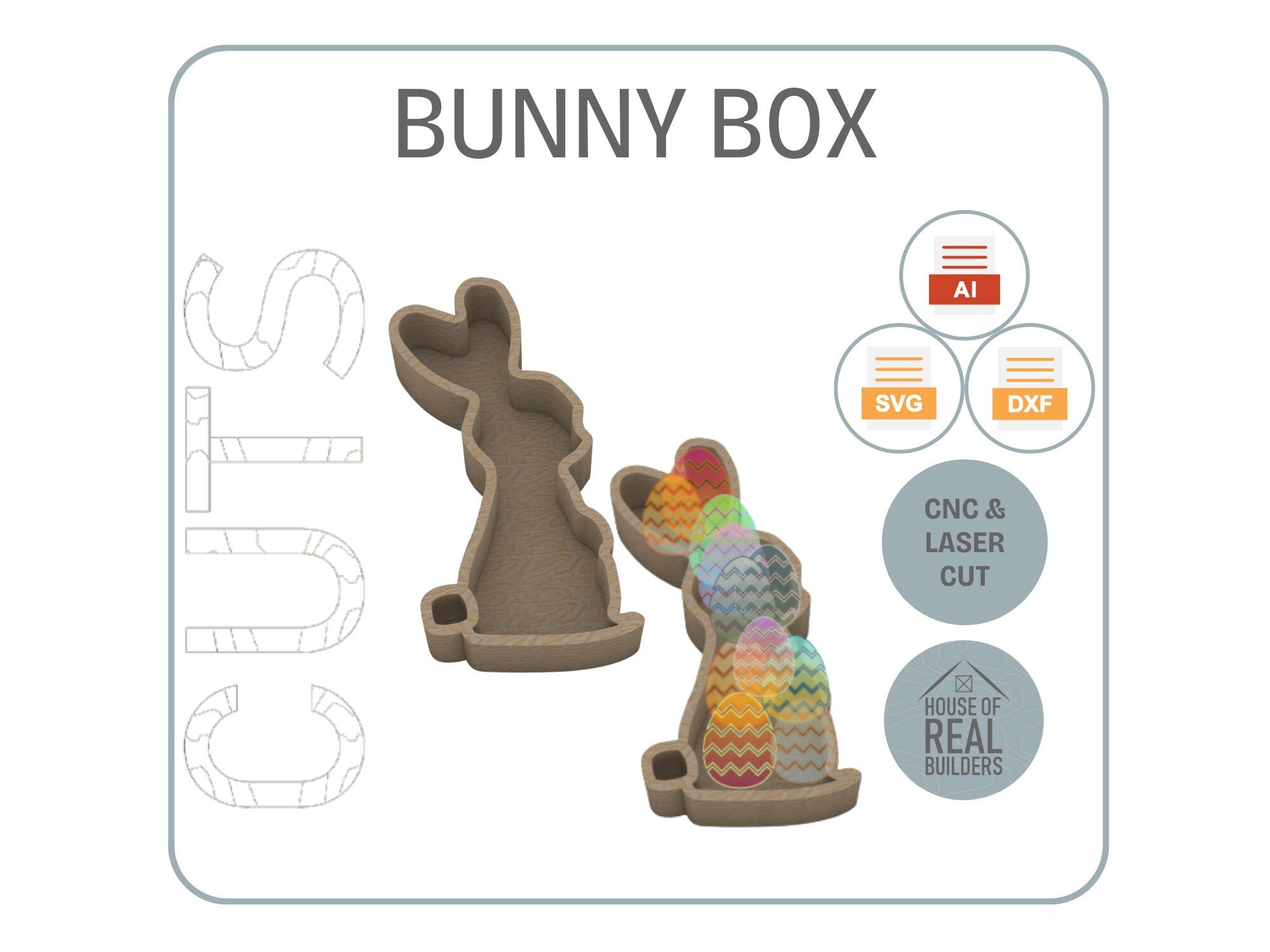 3D Easter Bunny Box Cuts, Easter Bunny SVG File, Easter Balloon Mosaic ...