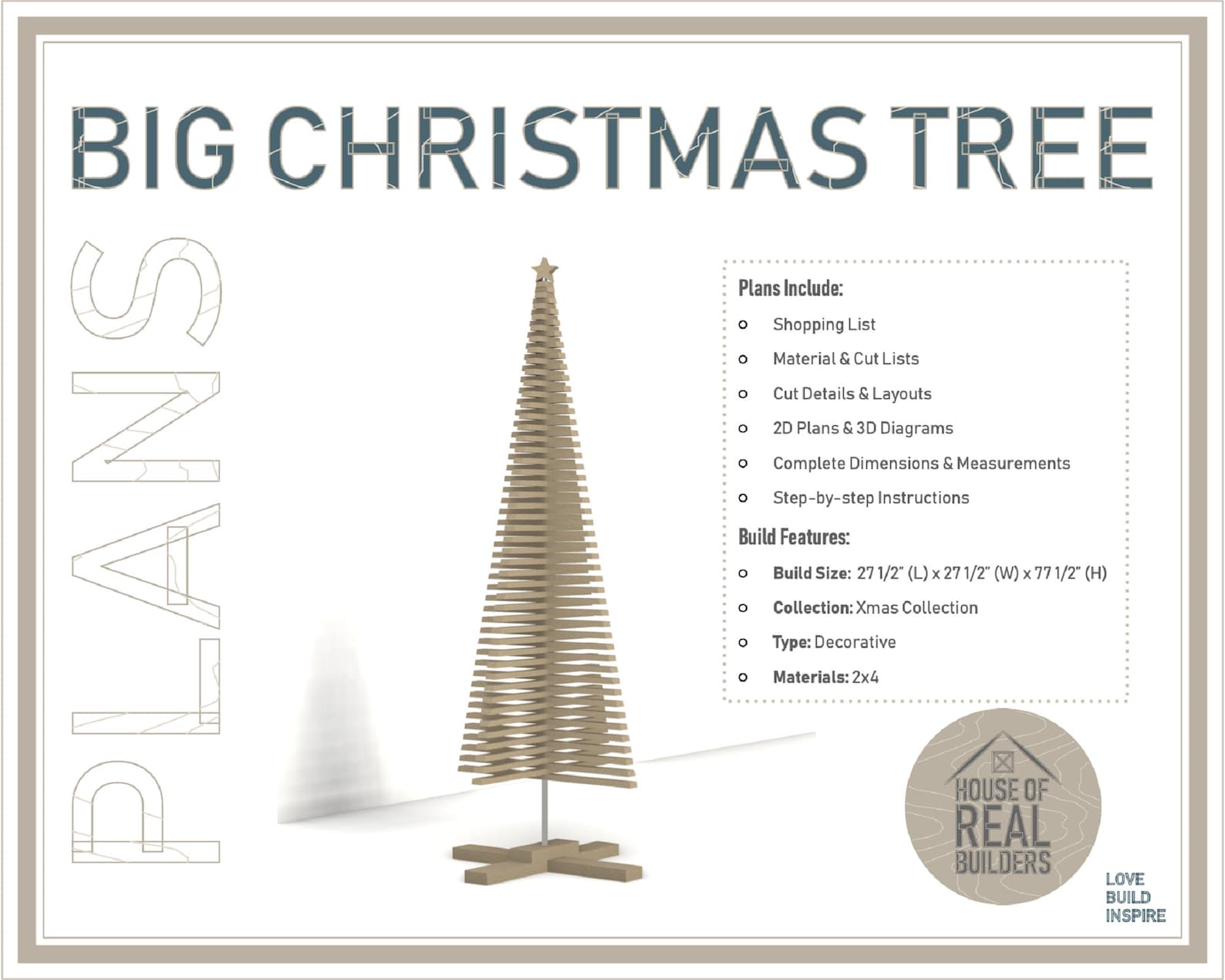 Big 2x4 Spiral Christmas Tree Plans, Wooden Spiral Tree, Woodworking ...