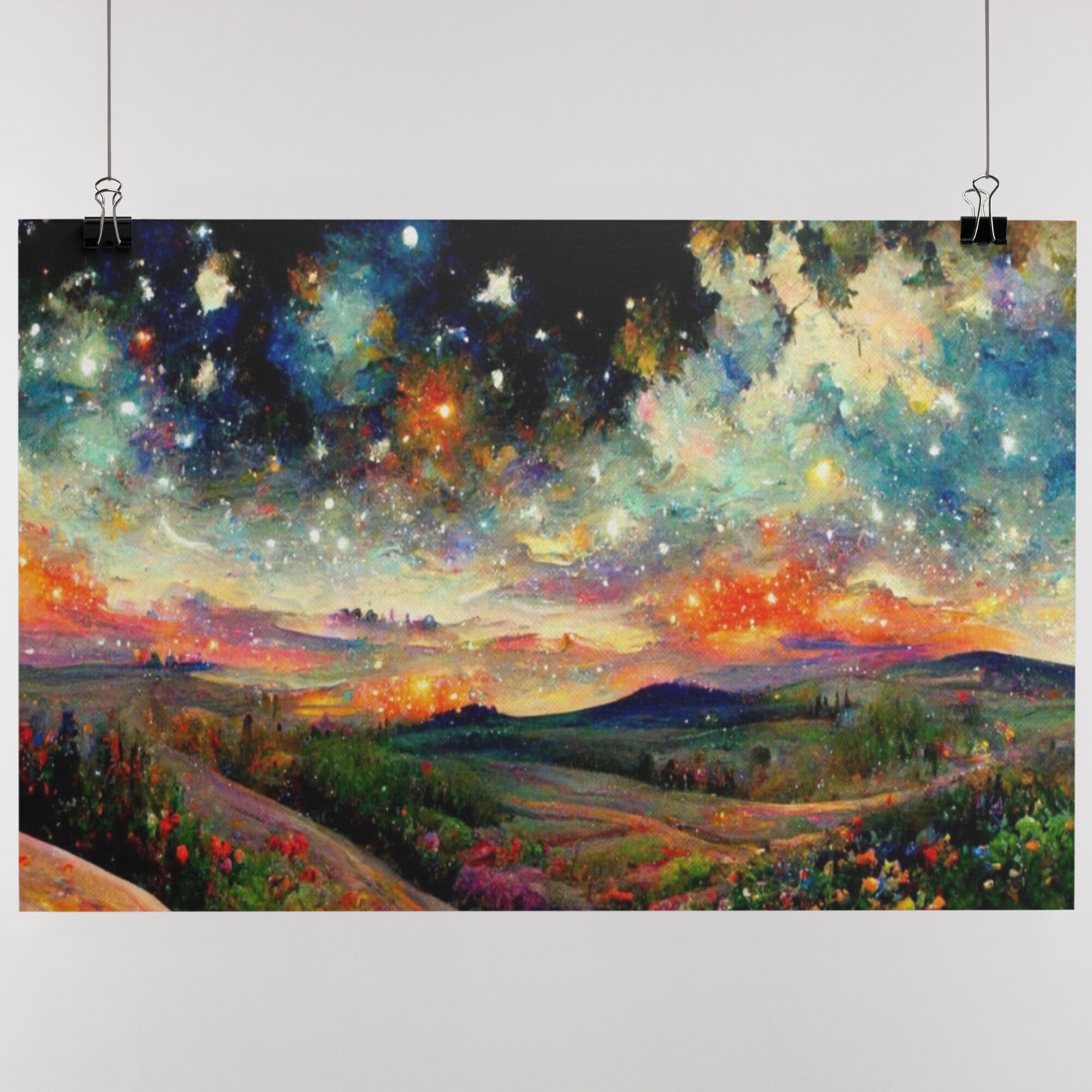 Night Starry Sky Canvas or Poster Colorful Night Sky - Etsy