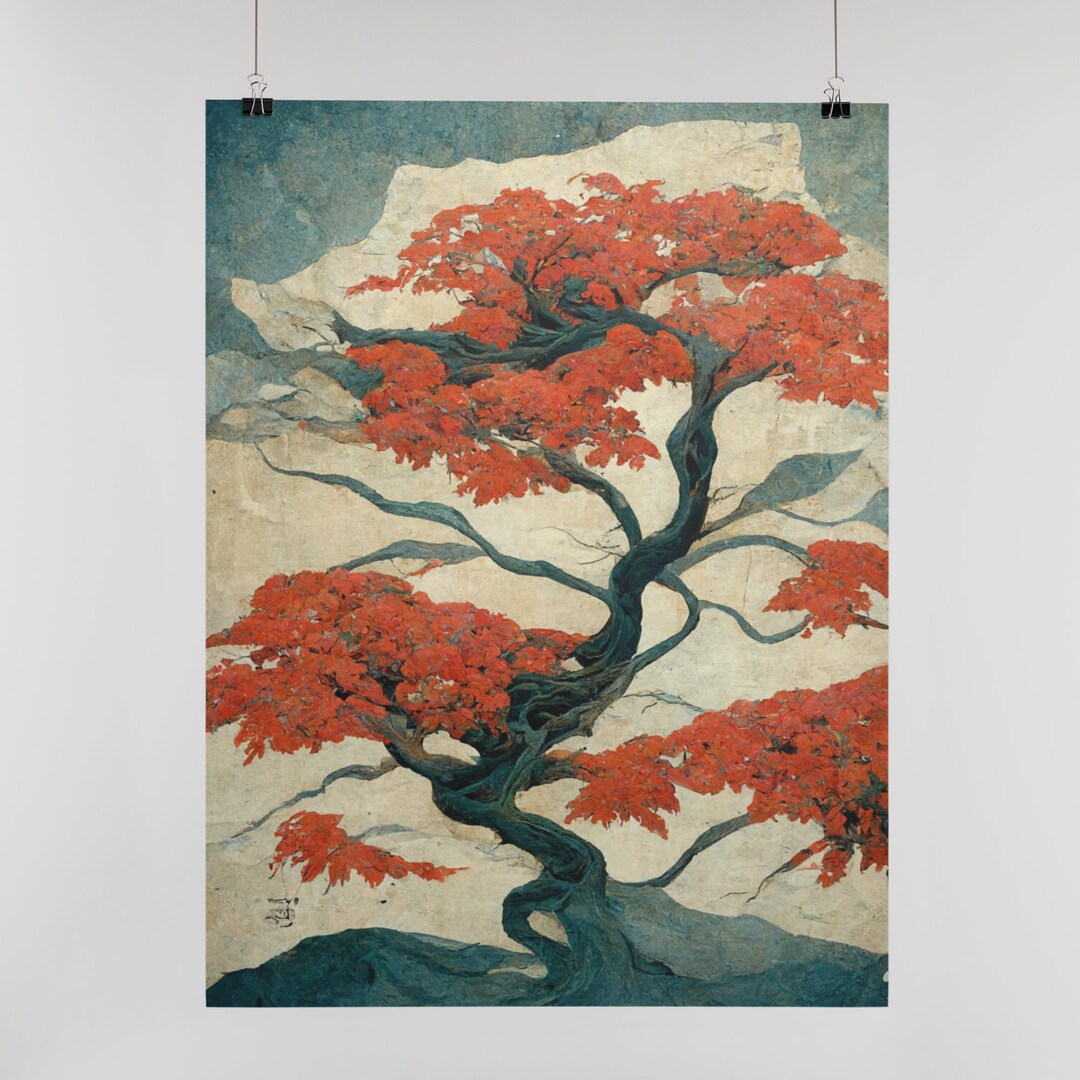 Japanese Tree Poster or Canvas Japanese Tree Painting Tree - Etsy