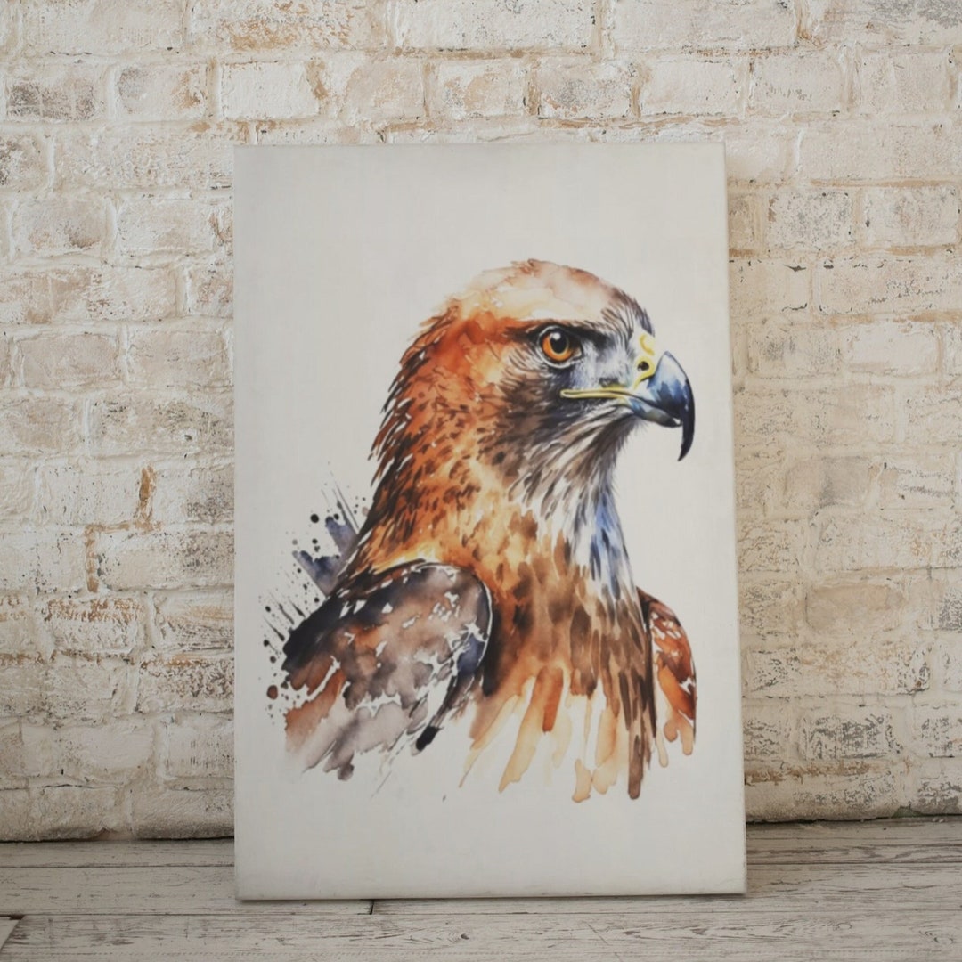 Hawk Canvas or Poster Watercolor Art Painting Hawk Art - Etsy