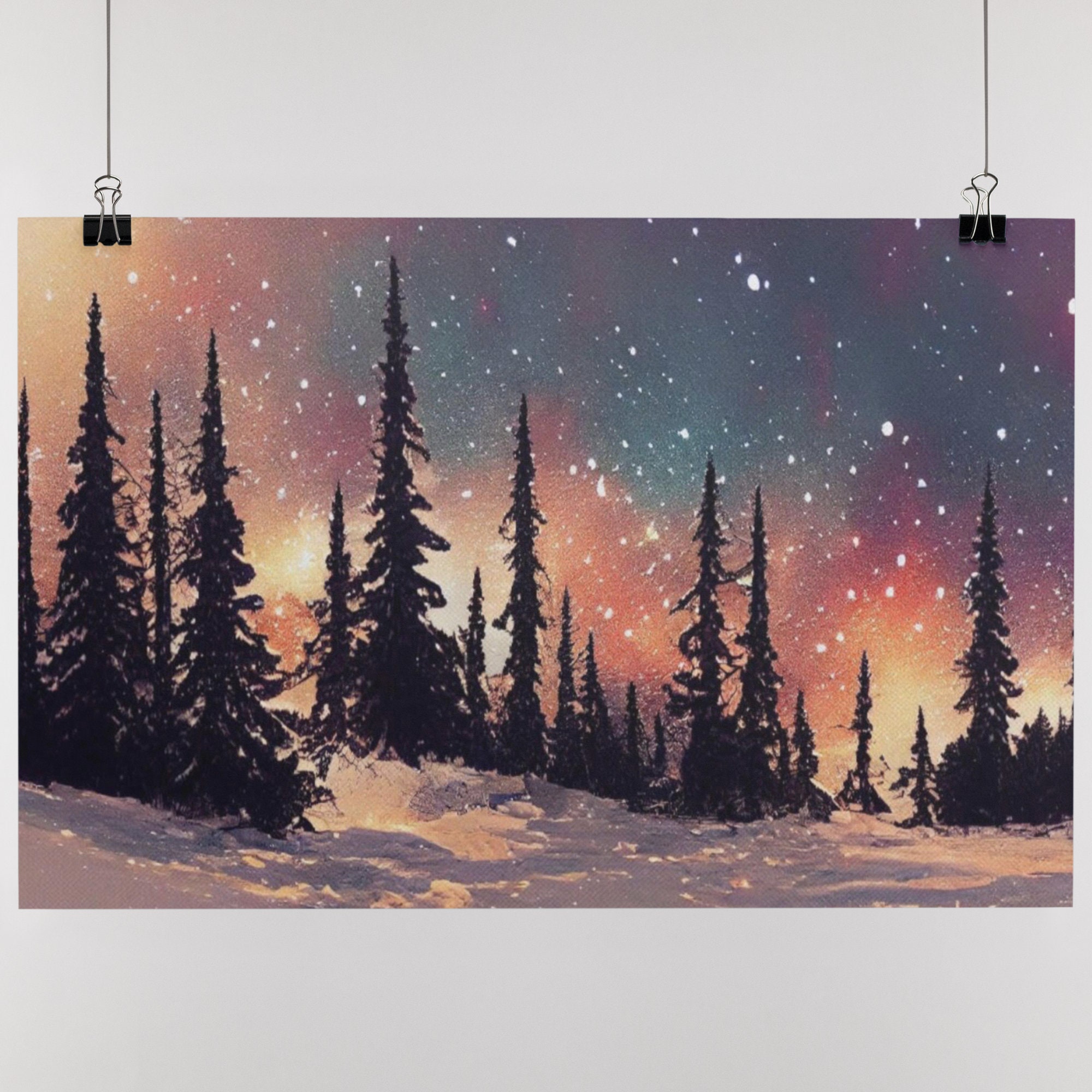 Pine Tree Forest At Night