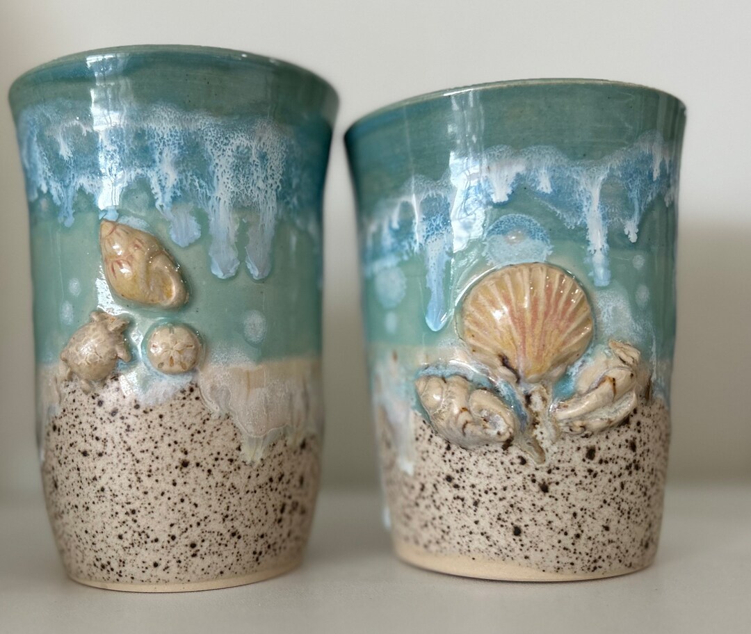 Beach Scene Ceramic Cups - Etsy