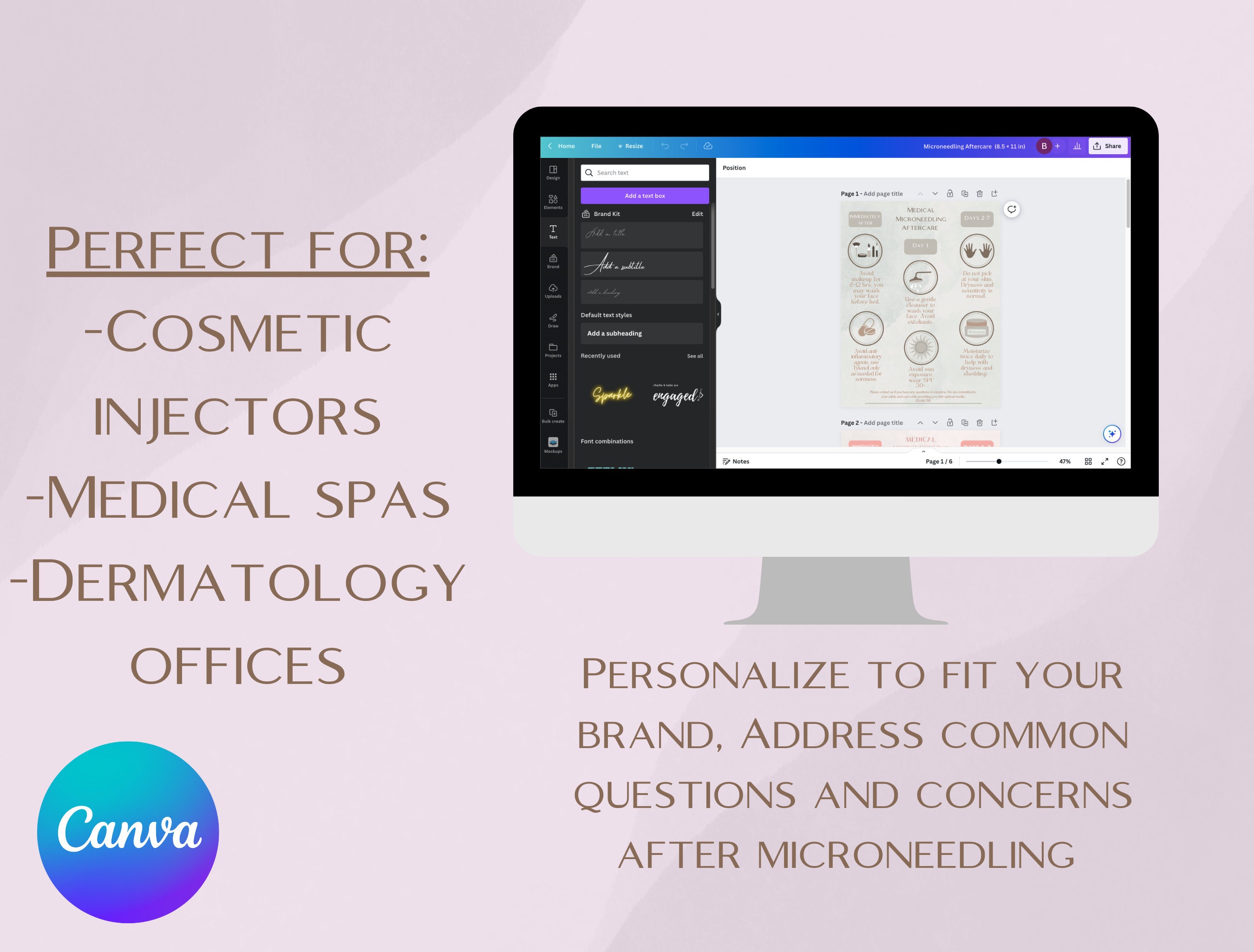Microneedling Aftercare Handout, Post-microneedling Care, Patient Guide ...