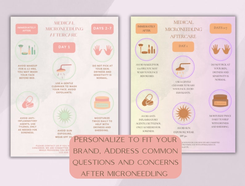 Microneedling Aftercare Handout, Post-microneedling Care, Patient Guide ...