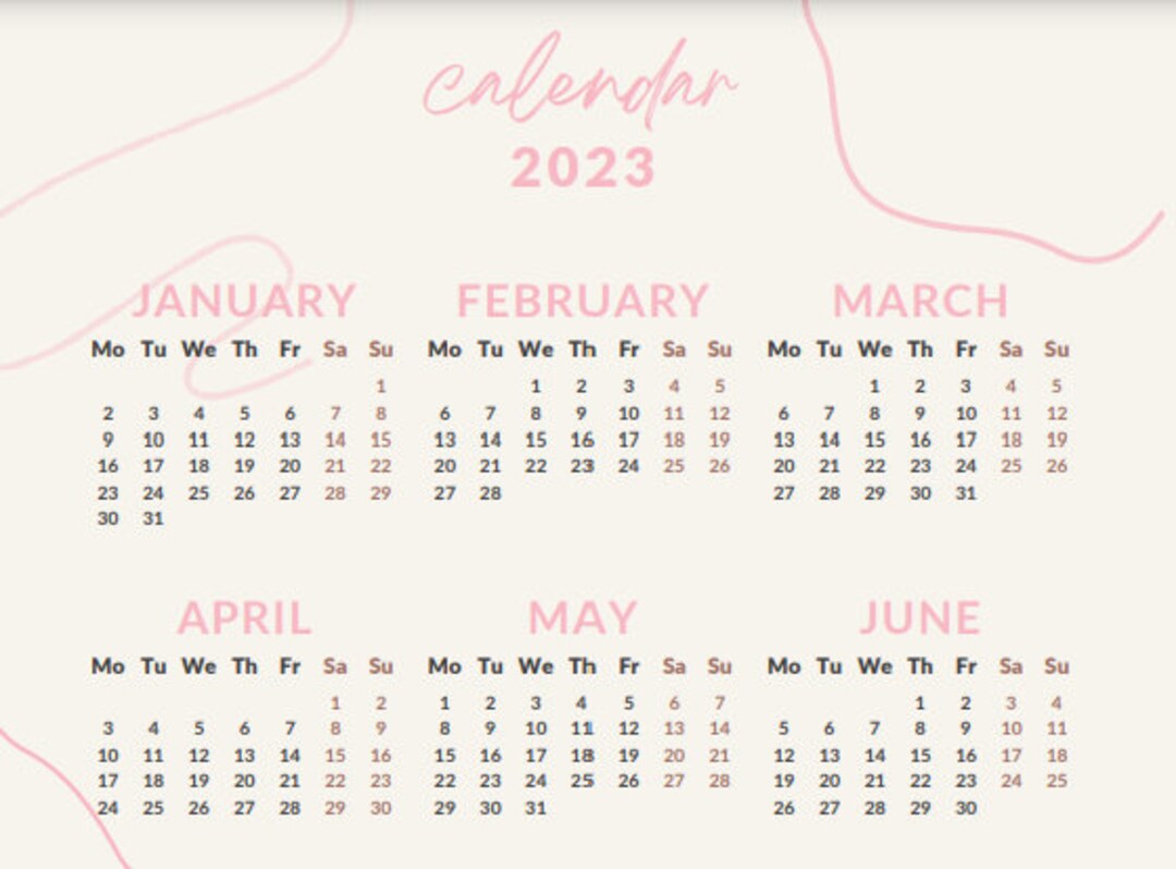 2023 Pink and Beige Calendar - Etsy