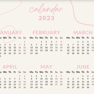 2023 Pink and Beige Calendar - Etsy