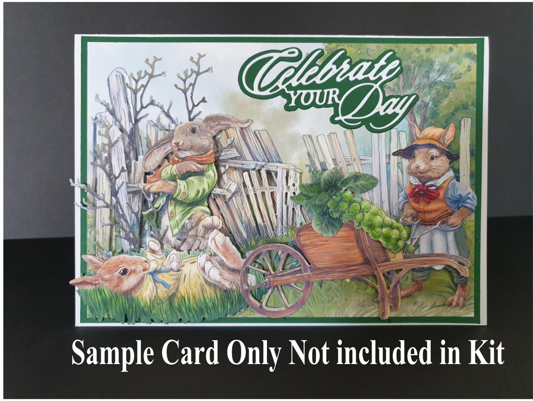 Busy Bunnies Gardening 3d Scene Card Kit. - Etsy