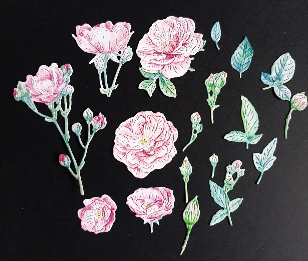 BUDDING ROSES 4 Die Cut Sets by Two Red Robbins - Etsy