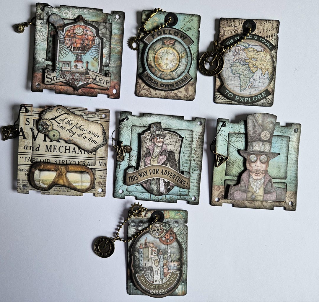 Stamperia Sir Vagabond Hand Made Ephemera Tags 7 Pieces. - Etsy
