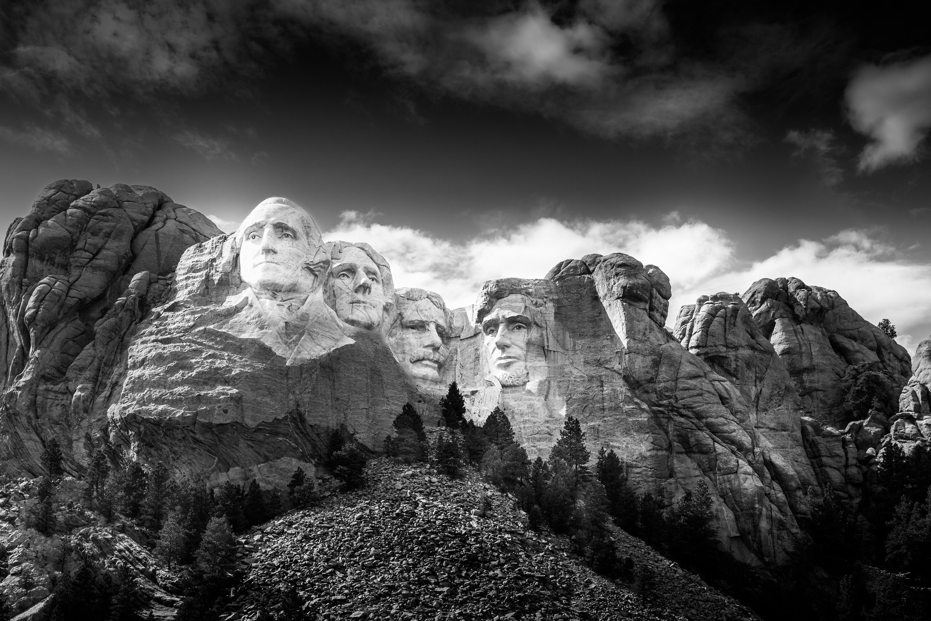 Mt. Rushmore National Monument Black& White Print. Four Presidents ...