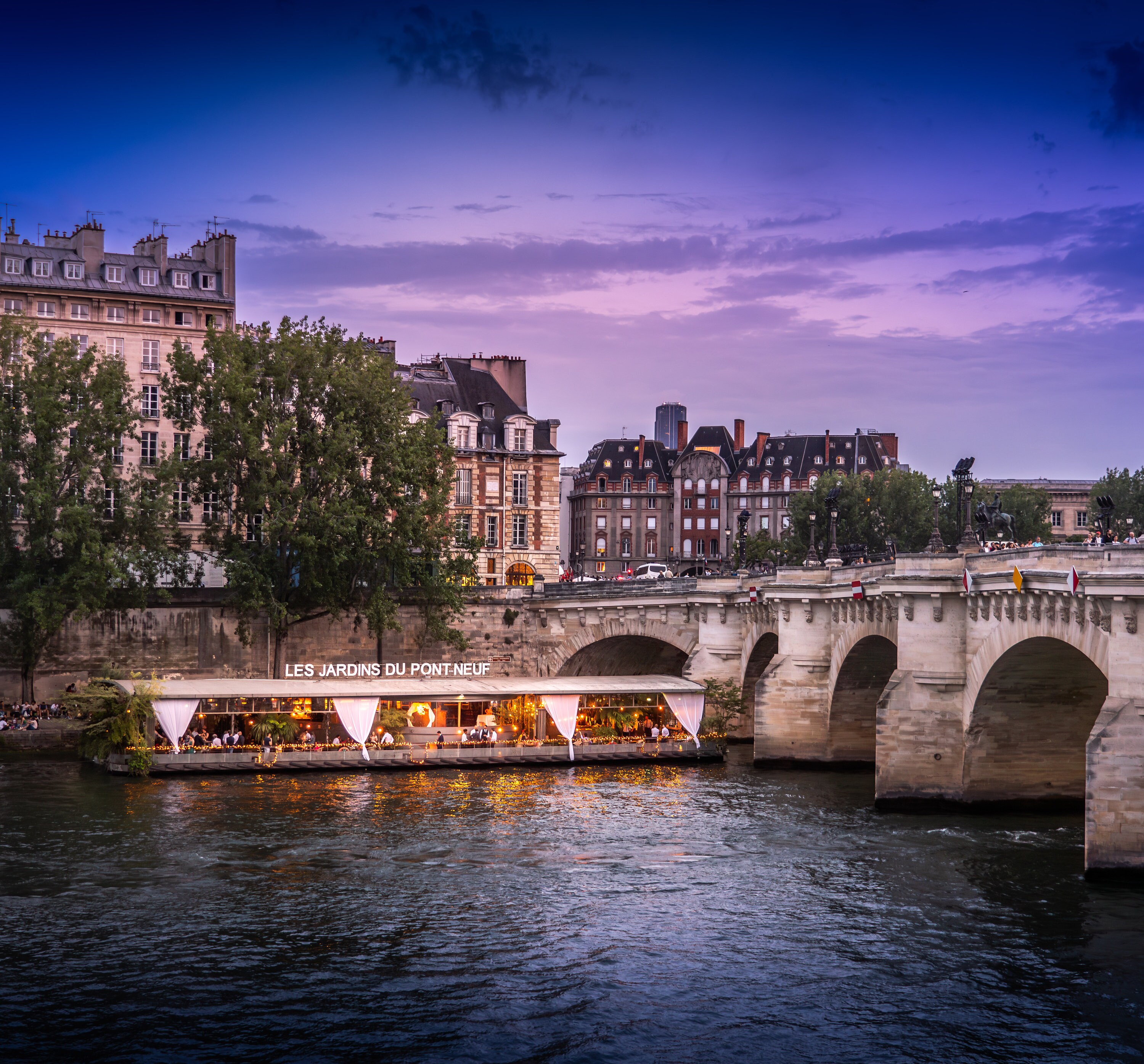 The Bridges of Paris at Night Fine Art Print. Les Jardins Du Pont-neuf ...