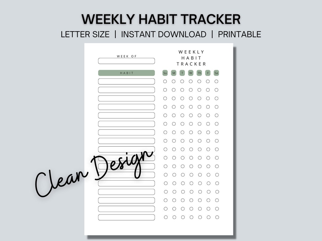 Weekly Habit Tracker | Instant Download | Printable | Letter Size ...