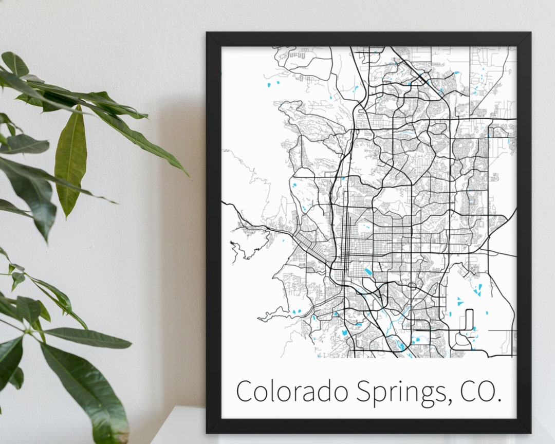 Colorado Springs, CO. | Minimalist Map in Black and White | Printed on ...